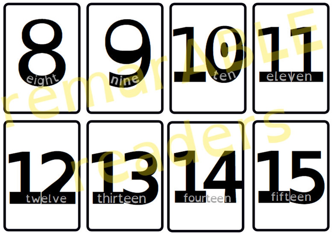 Digital Download Number Flashcards 1-30, Black&white - Etsy