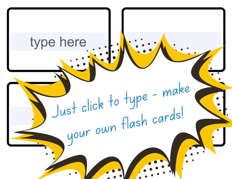 Editable Flash Cards - Reusable! 32 Click-and-fill Cards, 8 per Page ...