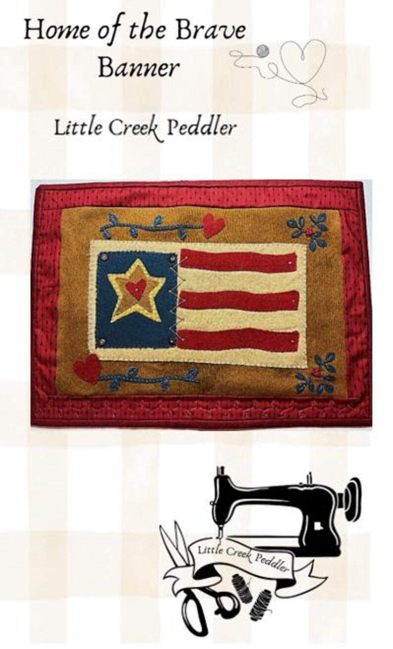 Pattern: Home of the Brave Banner Wool Applique - Etsy