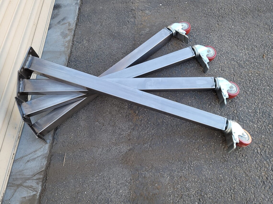 4 Industrial Square 2x 2 Table Legs With Wheels - Etsy