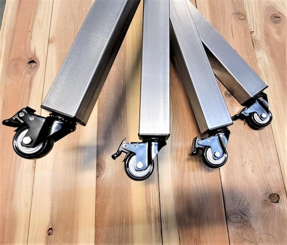 4 Dining Square Table Legs With Wheels 2 4 Industrial Square Table Legs With Wheels 4 Square 2x 2metal Legs With Wheels table Legs Etsy