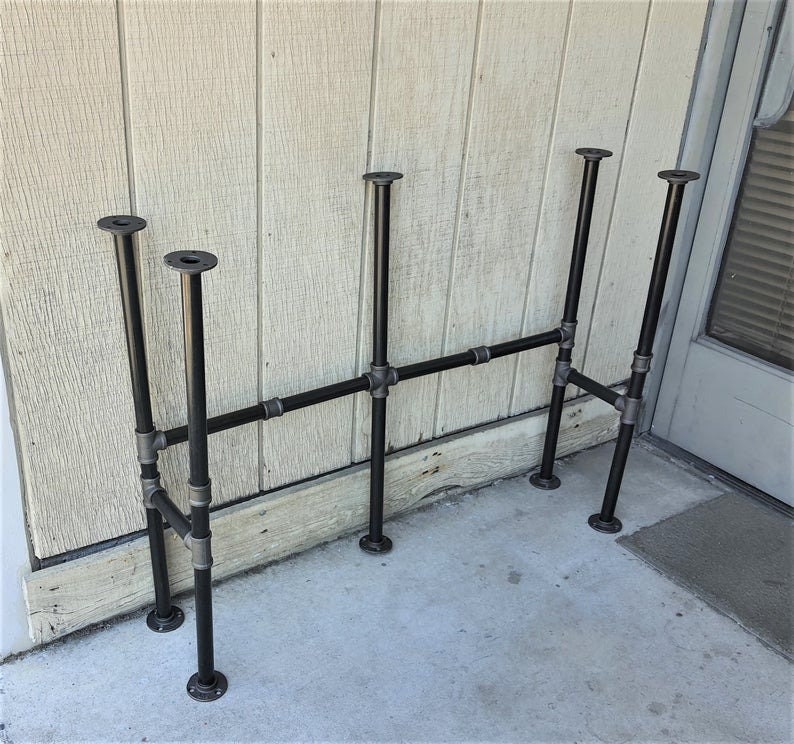 Industrial Black Pipe Table Legs, Heavy Duty With Crossbar (44L X 16W X ...