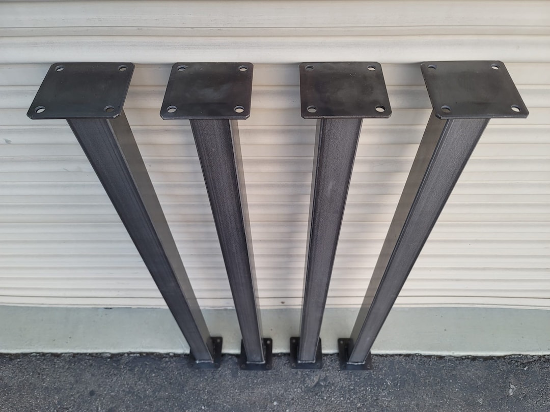 Raw Steel Table Legs: 2x2 Square Tube, Mounting Plate - Etsy