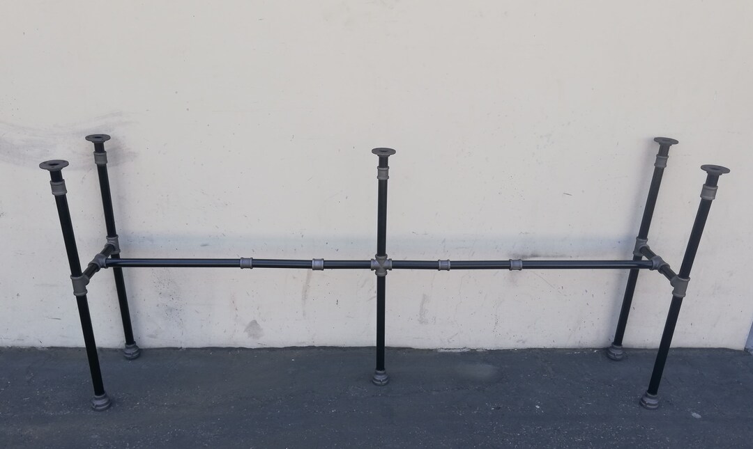 Black Bar Table Legs 40"h X15"w With a Crossbar 70"l and Supporting Leg ...