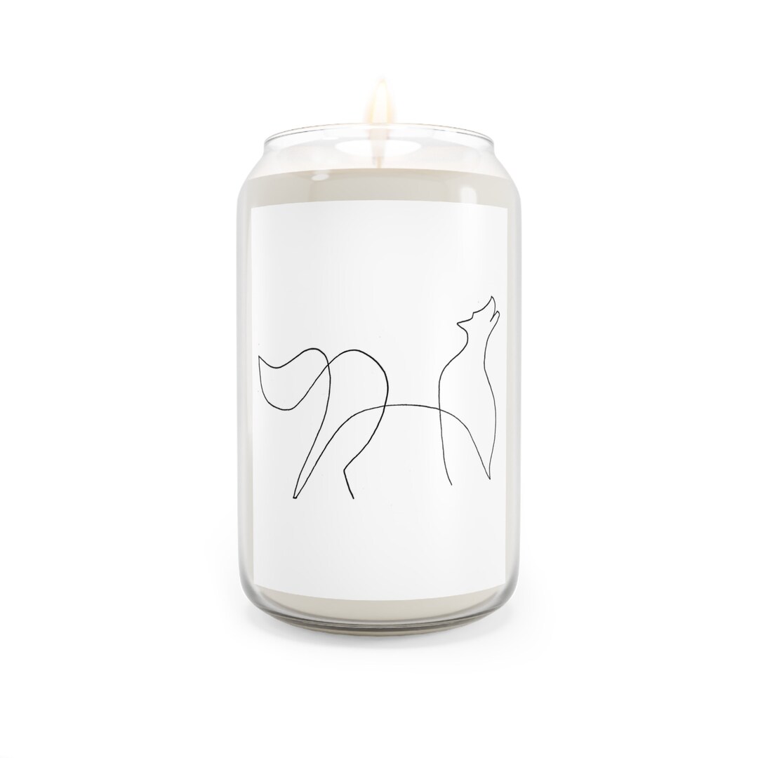Original Art Line Drawn Wolf Scented Candle, 13.75oz - Etsy