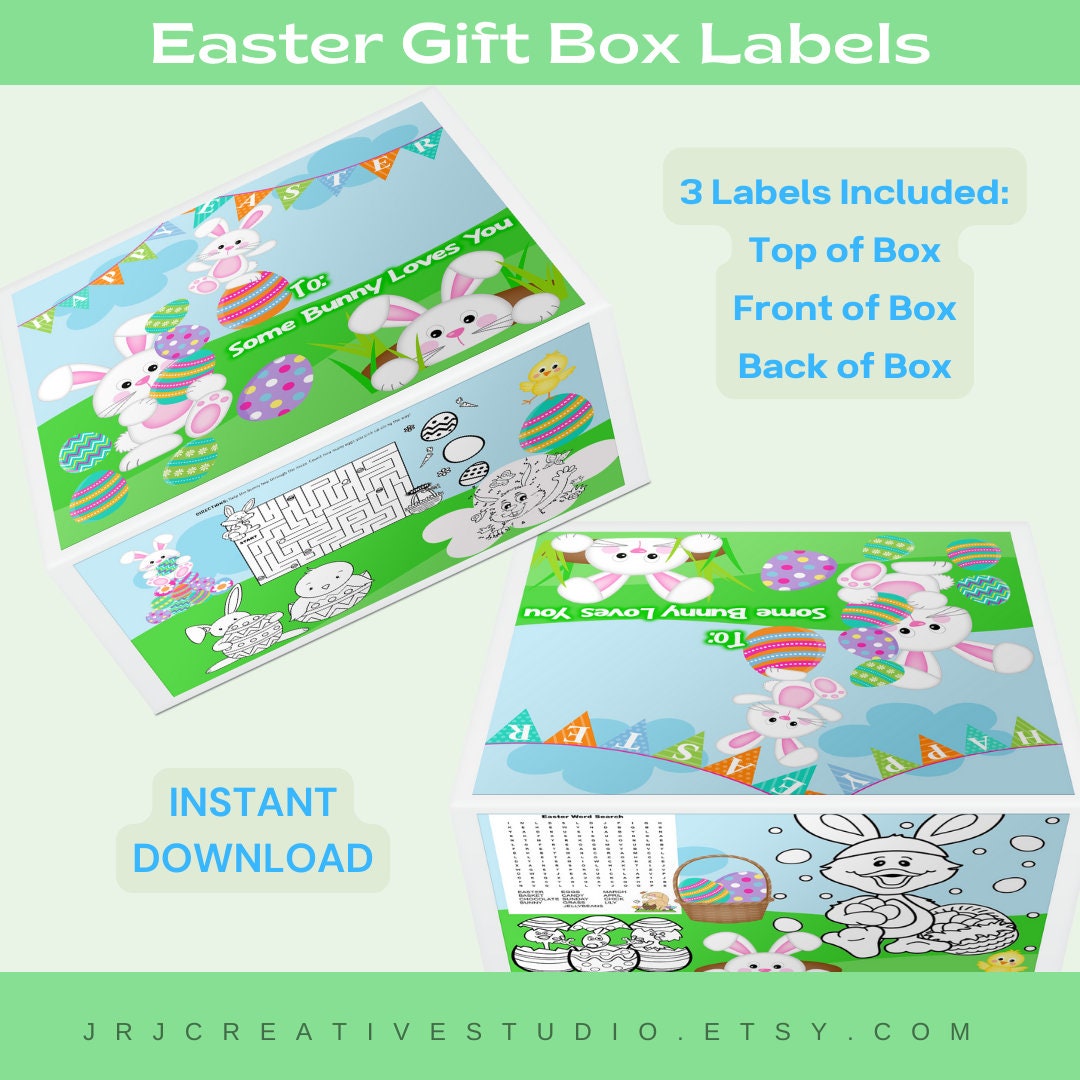 Easter Gift Box Labels, Easter Bunny Stickers, Easter Candy Box, Easter Treat Box, Easter Egg ...