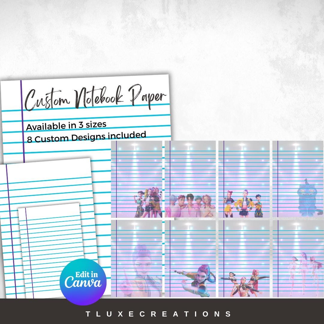 Editable K-pop Custom Notebook Paper Template, Canva Pro Template ...