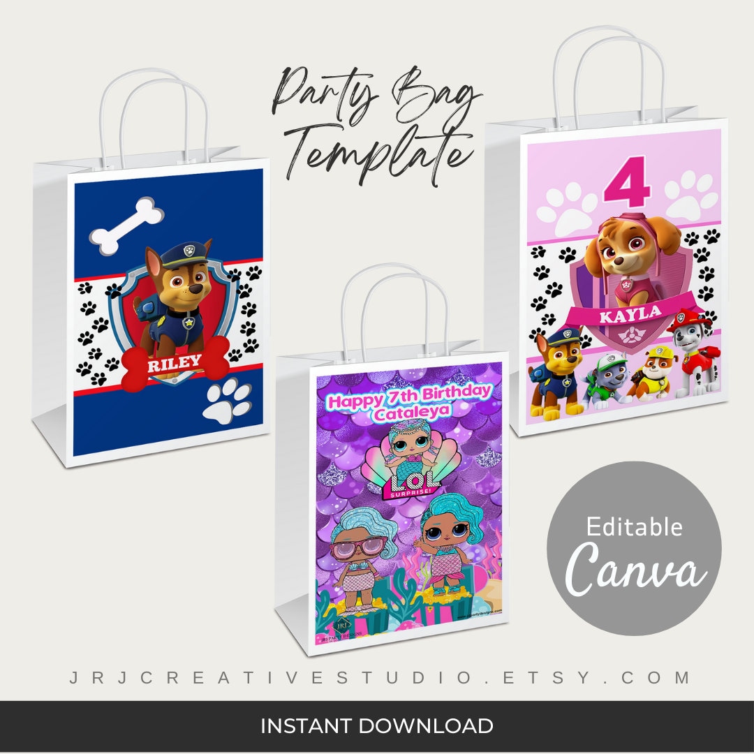 Gift Bag Label Template, Party Bag Label, Loot Bag Sticker Label ...