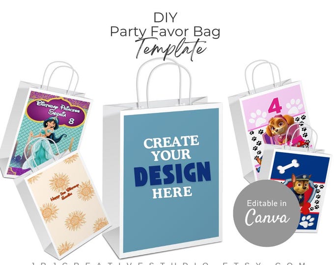 Gift Bag Label Template, Party Bag Label, Loot Bag Sticker Label ...