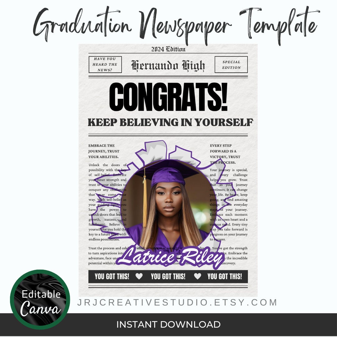 Newspaper Graduation Announcement Template, Graduation Newspaper ...