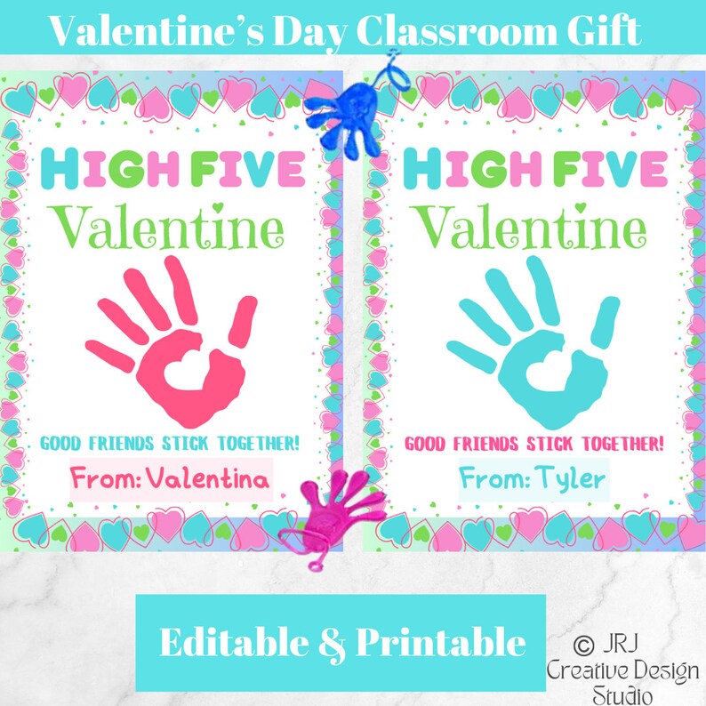 Editable Sticky Hand High Five Valentine's Day Card, Slime Hand, Sticky ...