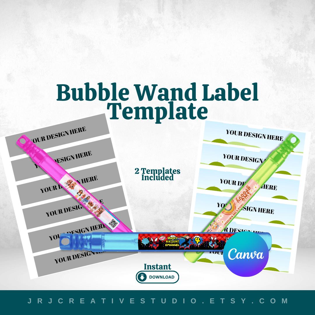 DIY Bubble Wand Label Template, Bubble Wand Party Favor Tag, Commercial ...
