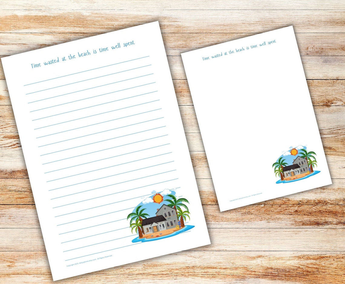 Beach House PRINTABLE Stationery Writing Paper Stationary Letter ...