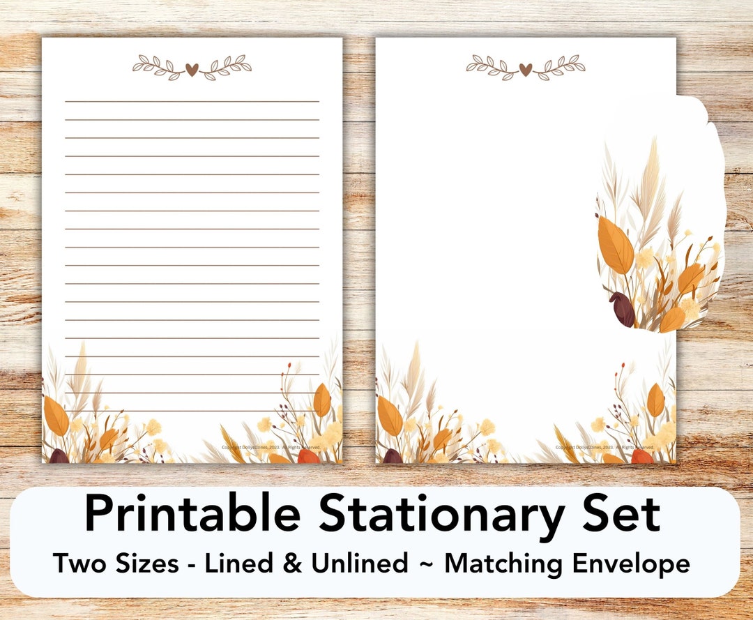 Fall Leaves Printable Stationery Set With Envelope, Writing Paper, US ...