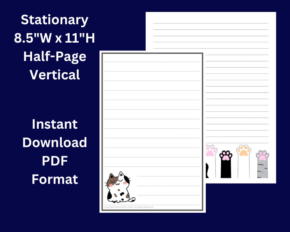 Cats Printable Stationary With Envelope, Printable Writing Paper, Note ...