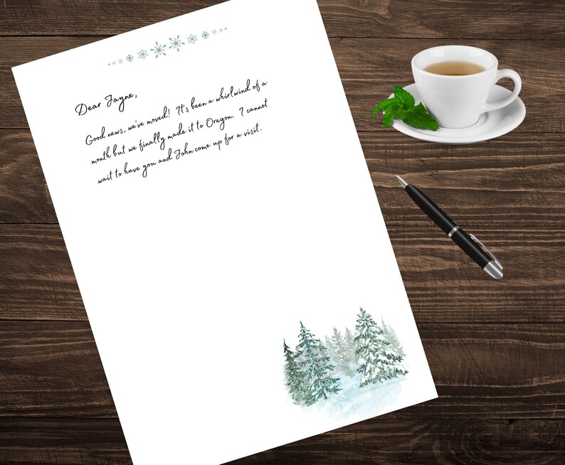 Pine Tree PRINTABLE Stationery Writing Paper Stationary Letter Lined ...