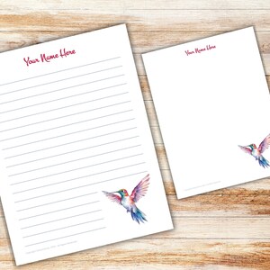 Hummingbird Personalized Printable Stationary W Envelope, Writing Paper ...
