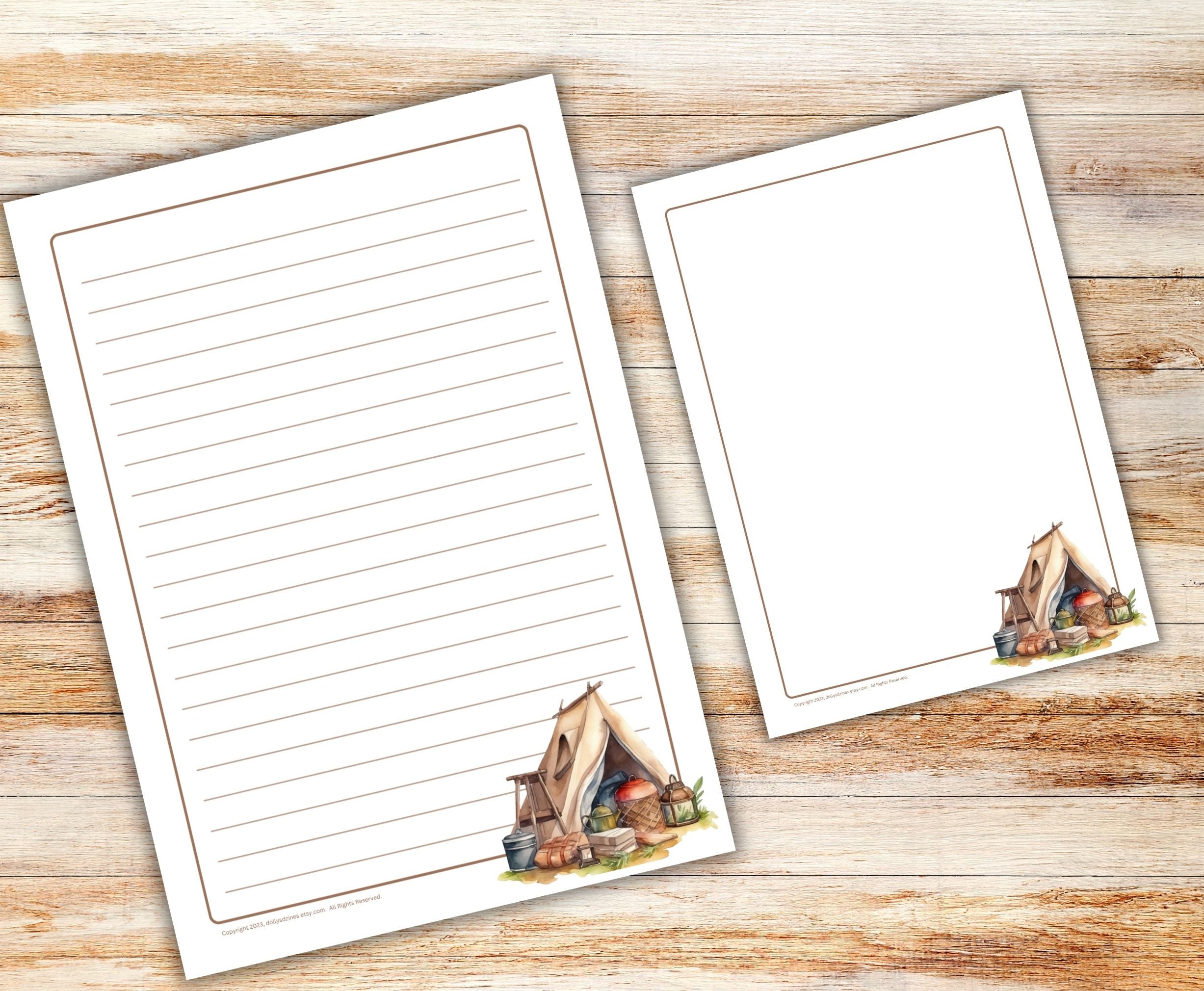 Camping PRINTABLE Stationary Set With Envelope Printable Stationary ...