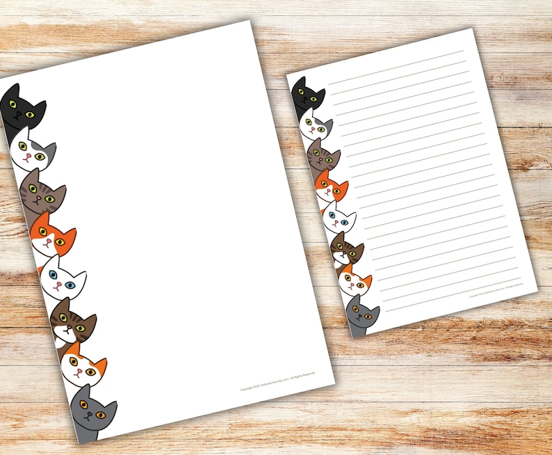 Cats PRINTABLE Stationary Set With Envelope Printable Stationary Paper ...