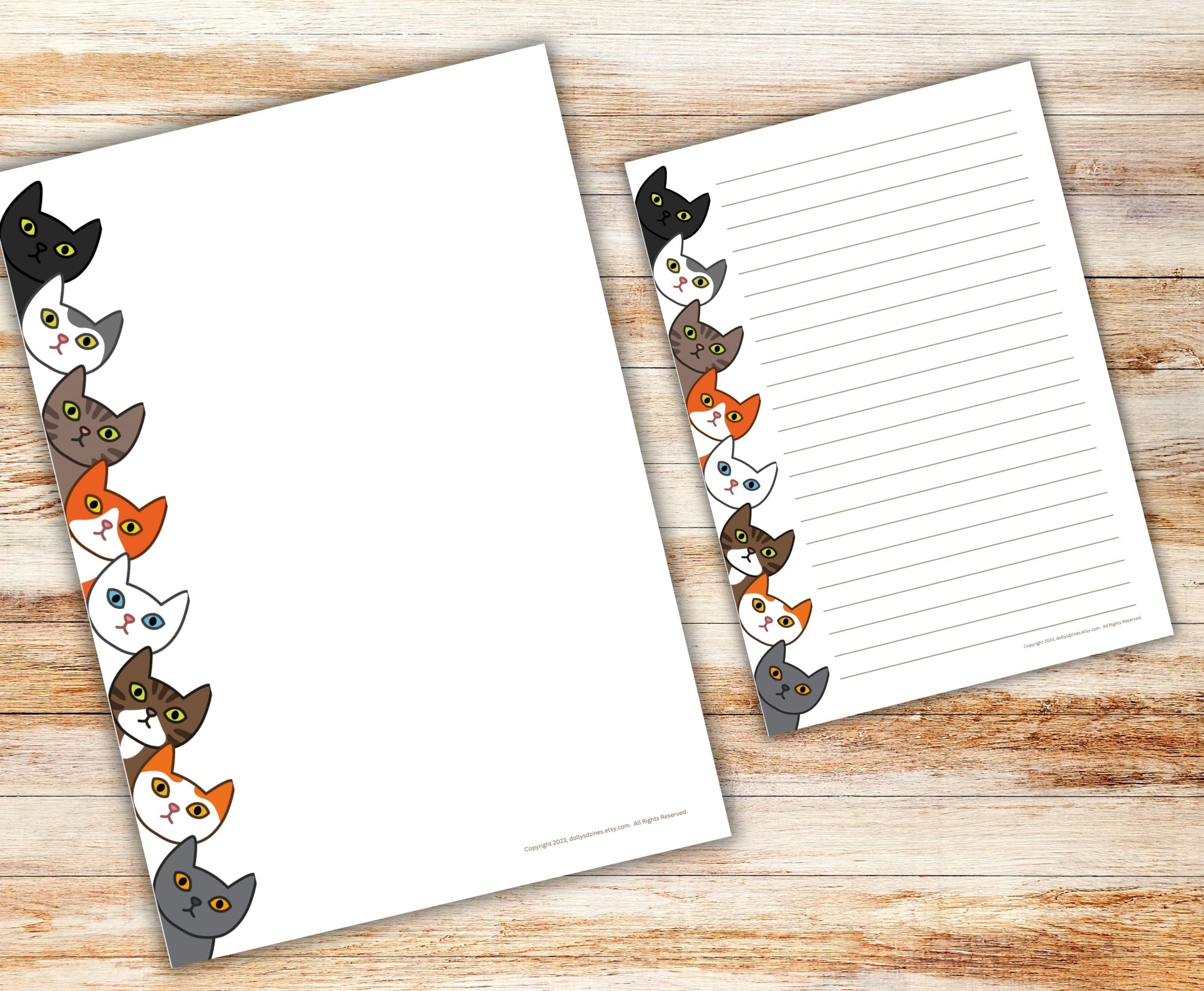 Cats PRINTABLE Stationary Set With Envelope Printable Stationary Paper ...