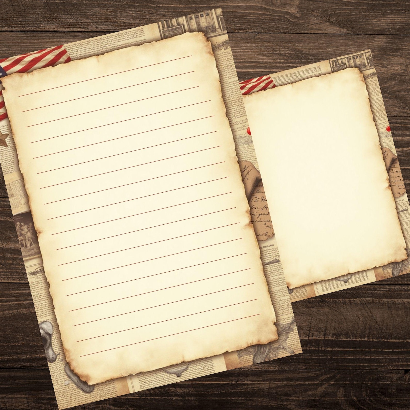 Patriotic PRINTABLE Stationery Writing Paper Stationary Lined Unlined ...