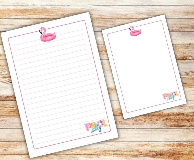 Pool Party PRINTABLE Stationary Set With Envelope Printable Stationary ...