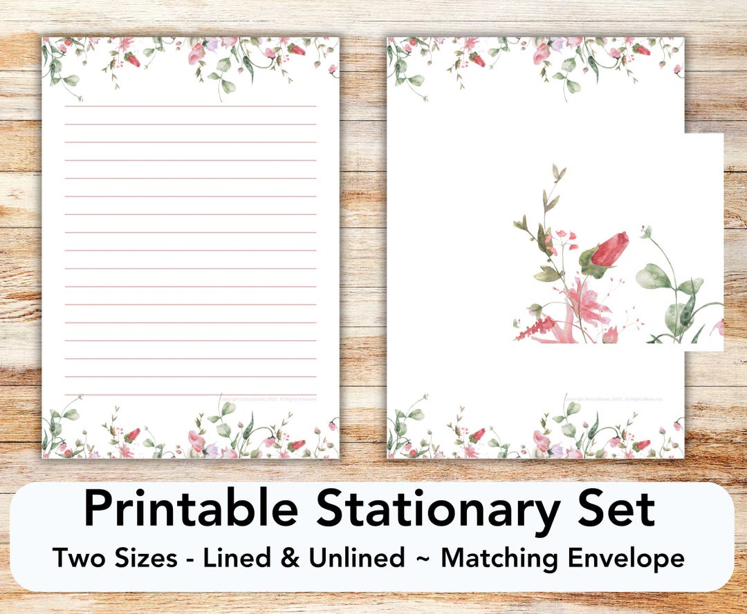 Pink Flower PRINTABLE Stationery Writing Paper Stationary Letter ...