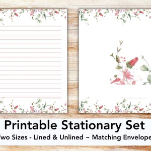Pink Flower PRINTABLE Stationery Writing Paper Stationary Letter ...