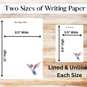 Hummingbird Personalized Printable Stationary W Envelope, Writing Paper ...