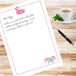 Pool Party PRINTABLE Stationary Set With Envelope Printable Stationary ...