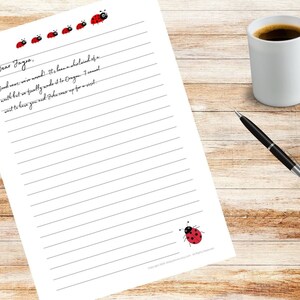 Ladybug Printable Stationary Set With Envelope Printable Stationary ...