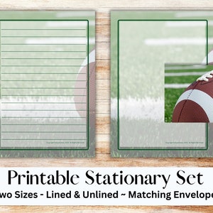 Football Printable Stationary Set With Envelope, Writing Paper, US ...