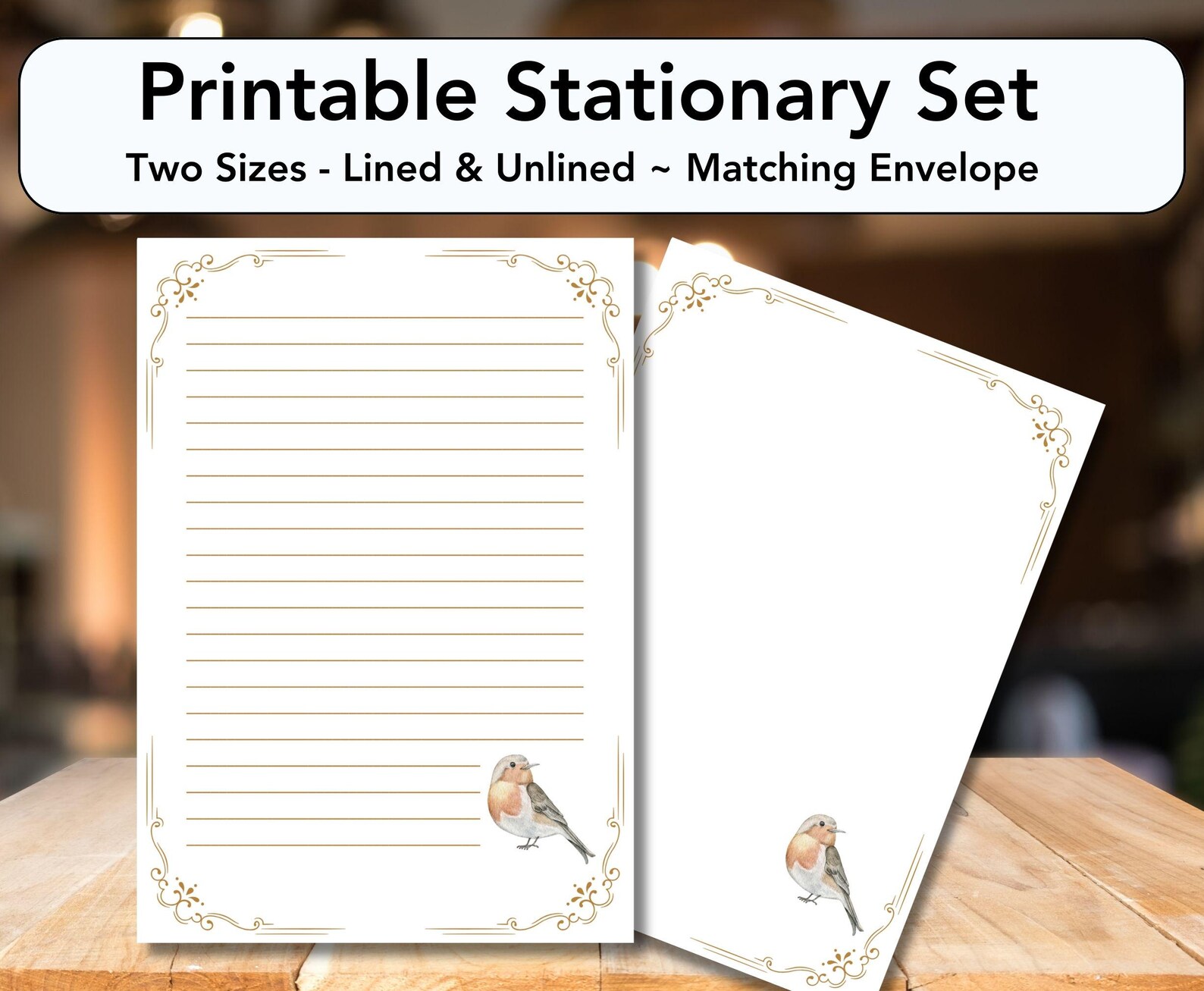 Robin PRINTABLE Stationery Writing Paper Stationary Letter Lined ...