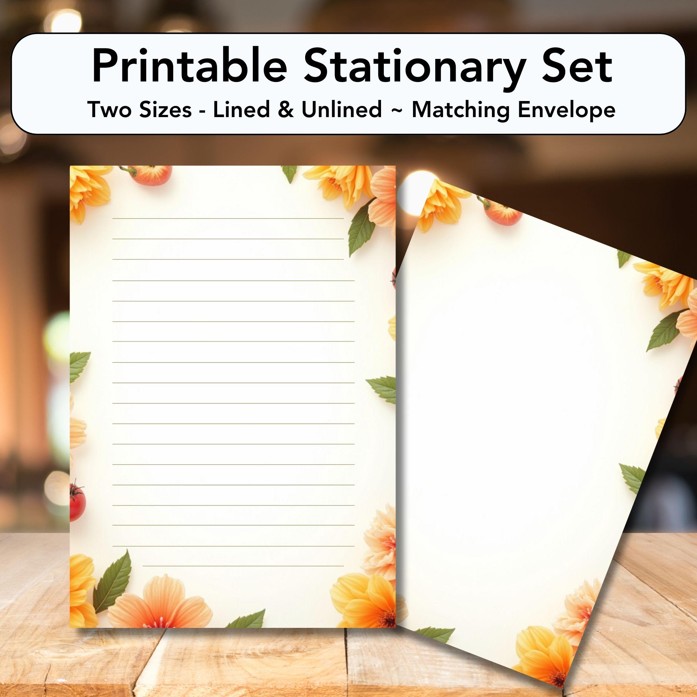 Summer PRINTABLE Stationery Writing Paper Stationary Letter Lined ...