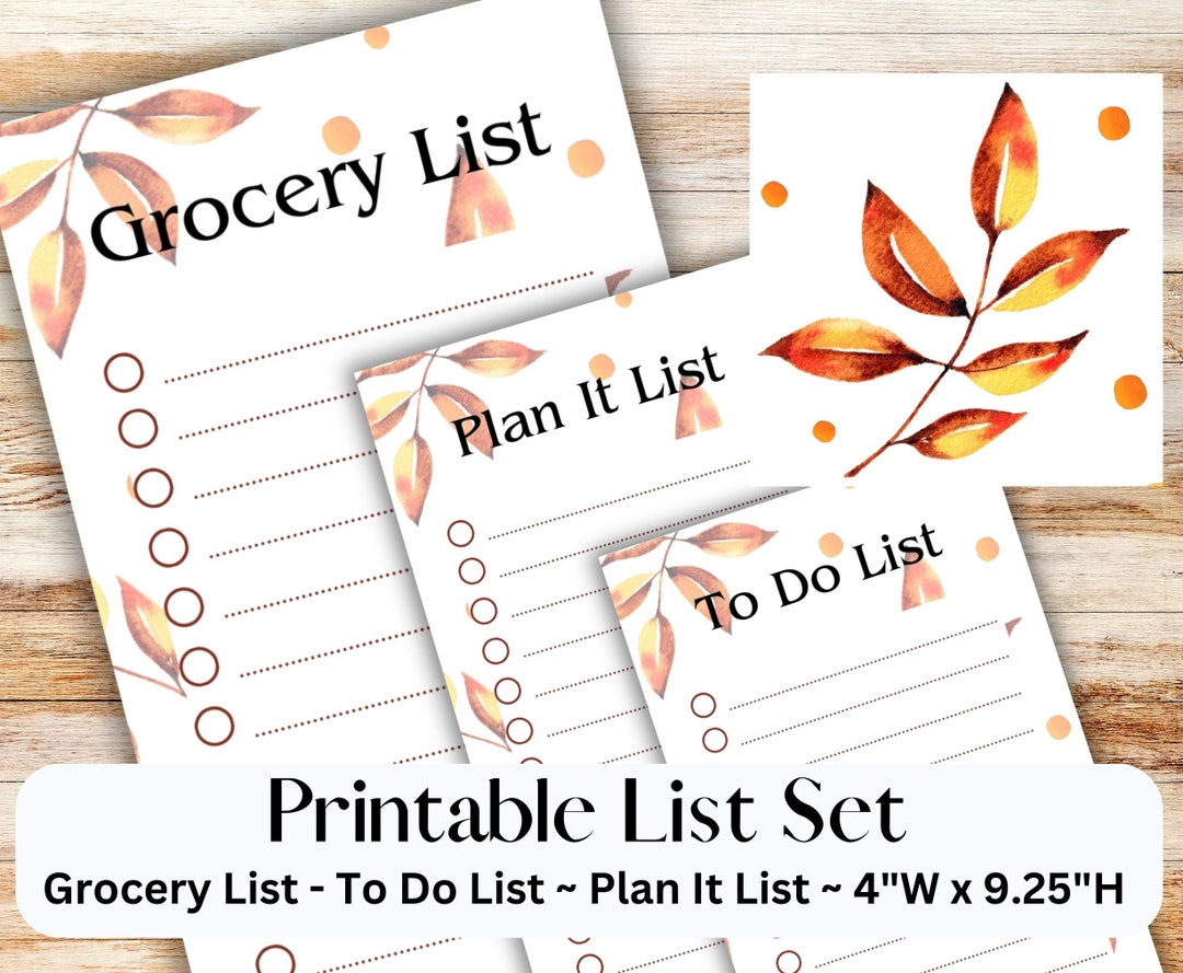 Autumn Leaves Grocery List, Shopping List, Food Shopping List, to Do ...