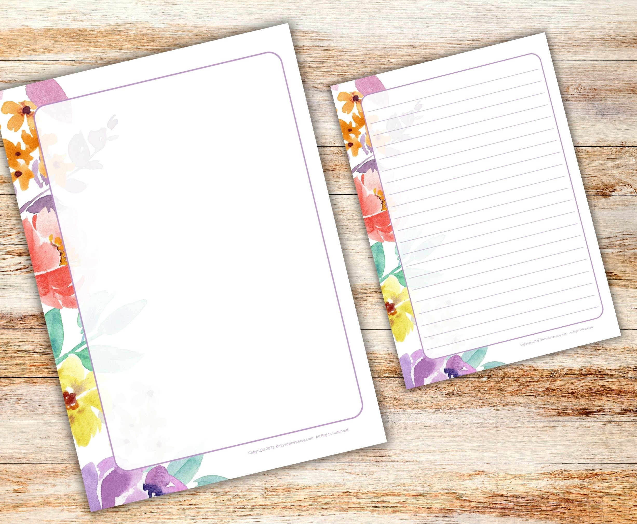 Spring Watercolor PRINTABLE Stationary Set With Envelope Printable ...