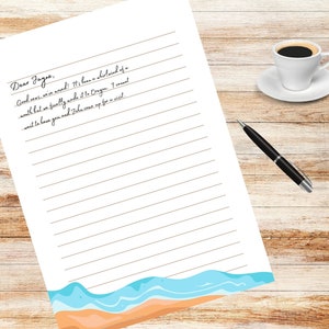 Beach PRINTABLE Stationery Summer Stationary Ocean Waves Sea Sand Dunes ...