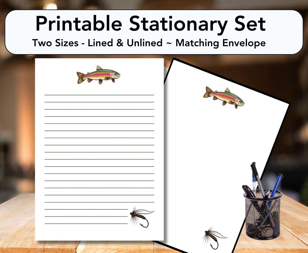 Rainbow Trout PRINTABLE Stationery Writing Paper Stationary Letter ...