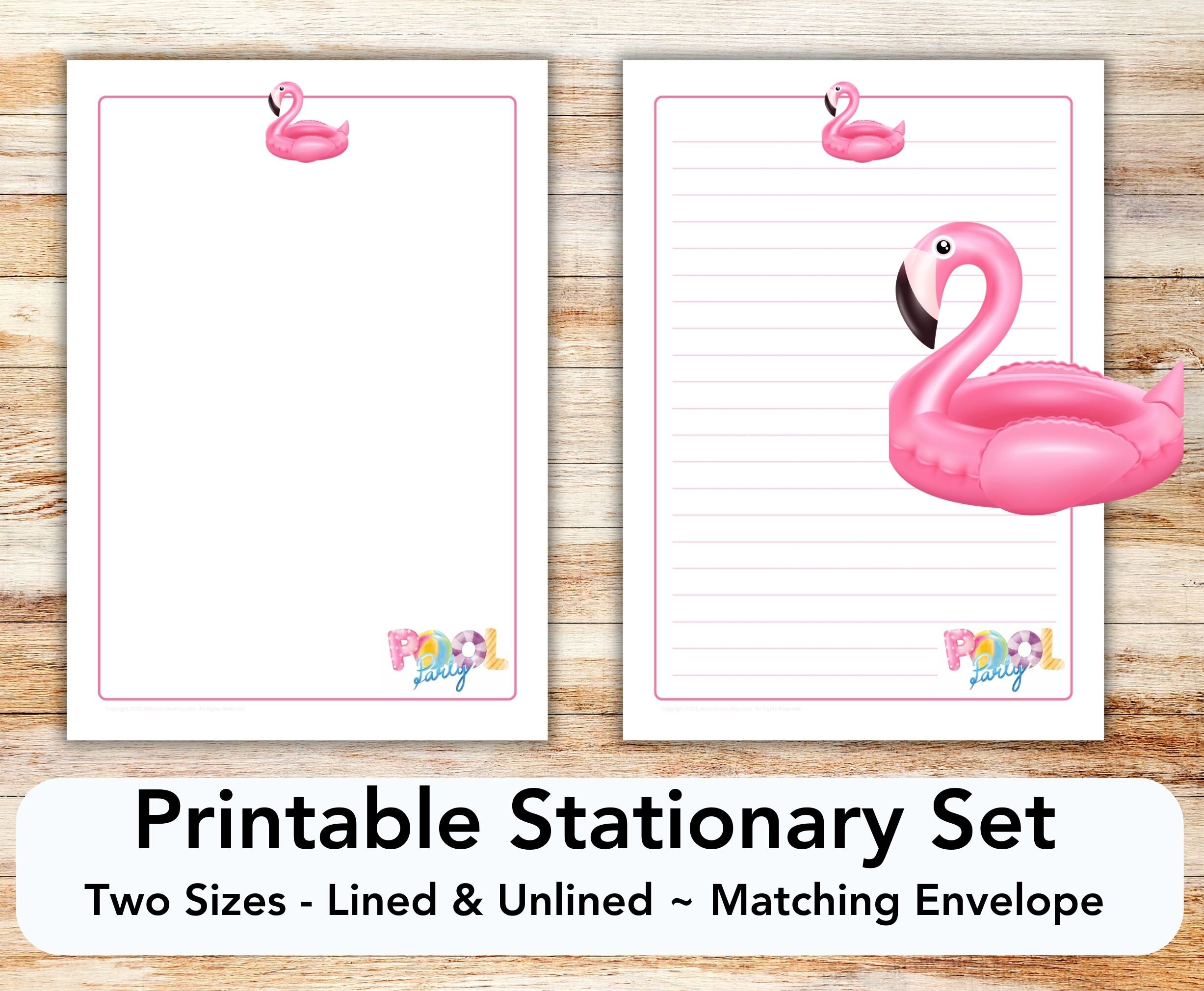 Pool Party PRINTABLE Stationary Set With Envelope Printable Stationary ...