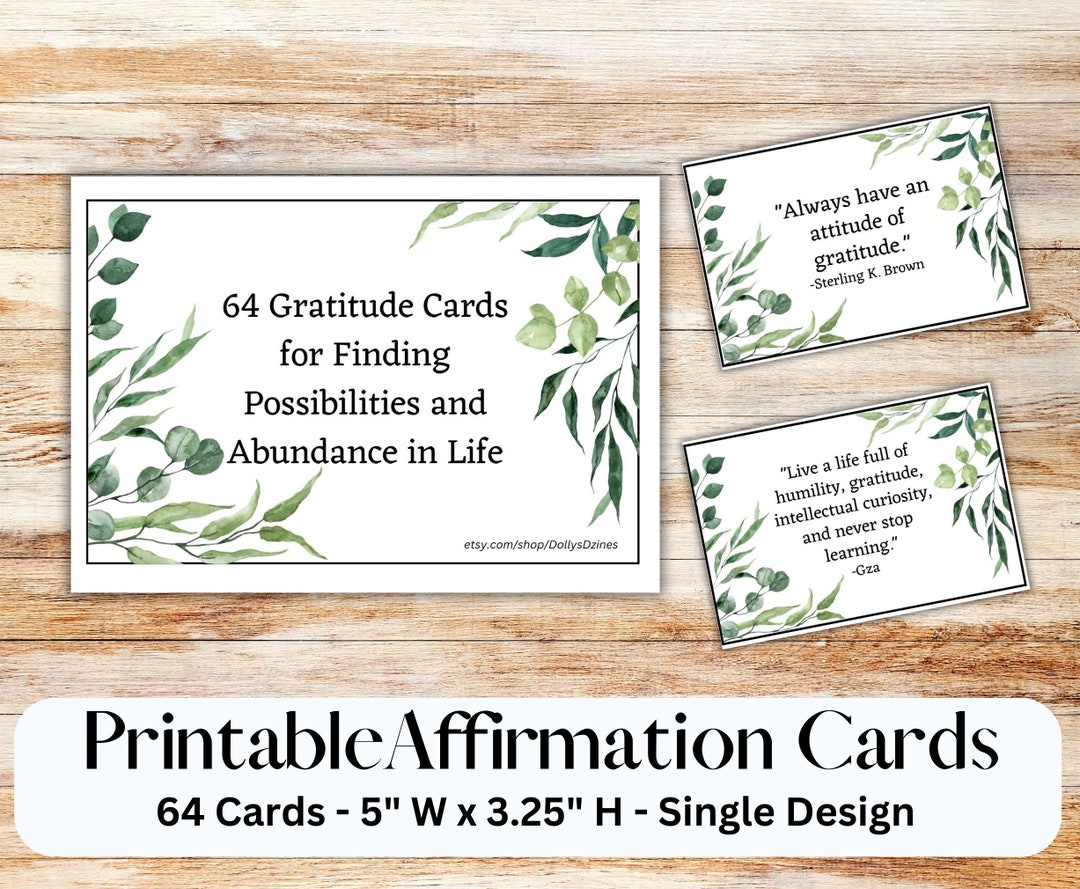Gratitude Printable Affirmation Cards, Station Cards, Positive Quote ...