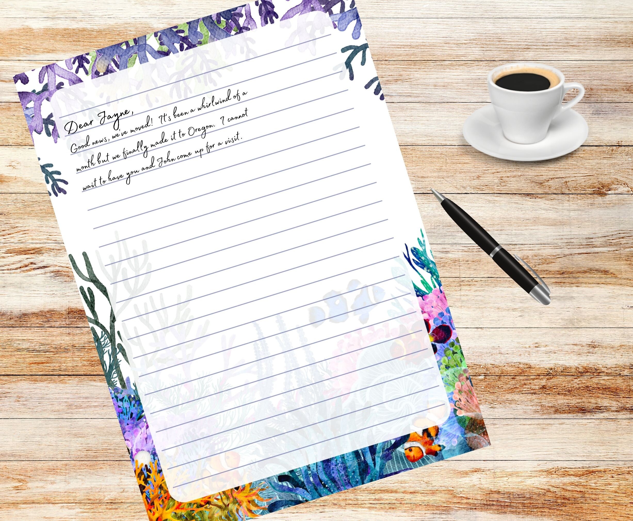 Aquarium PRINTABLE Stationary Set With Envelope Printable Stationary ...