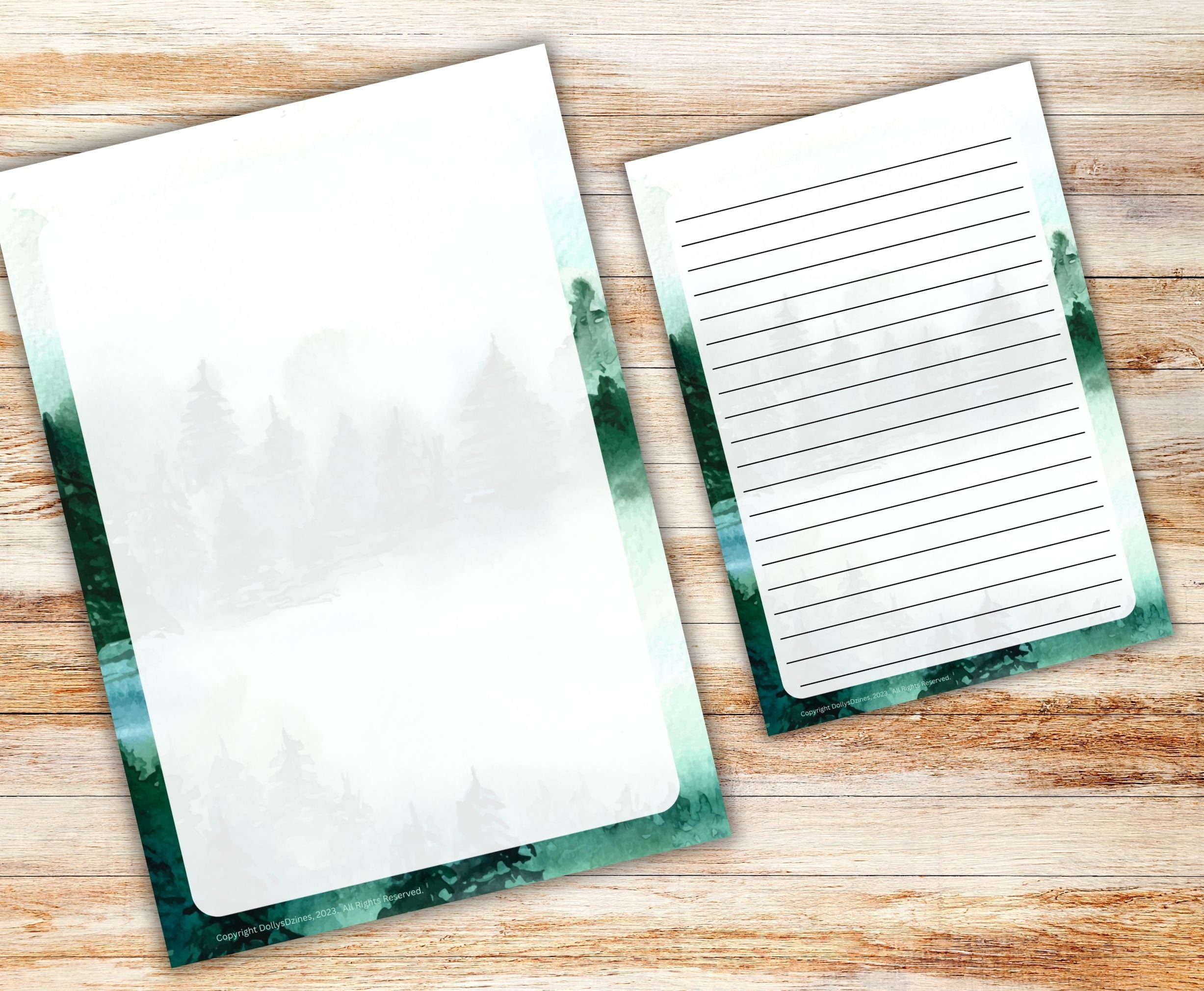 Forest Printable Stationary Set With Envelope, Writing Paper, US Letter ...