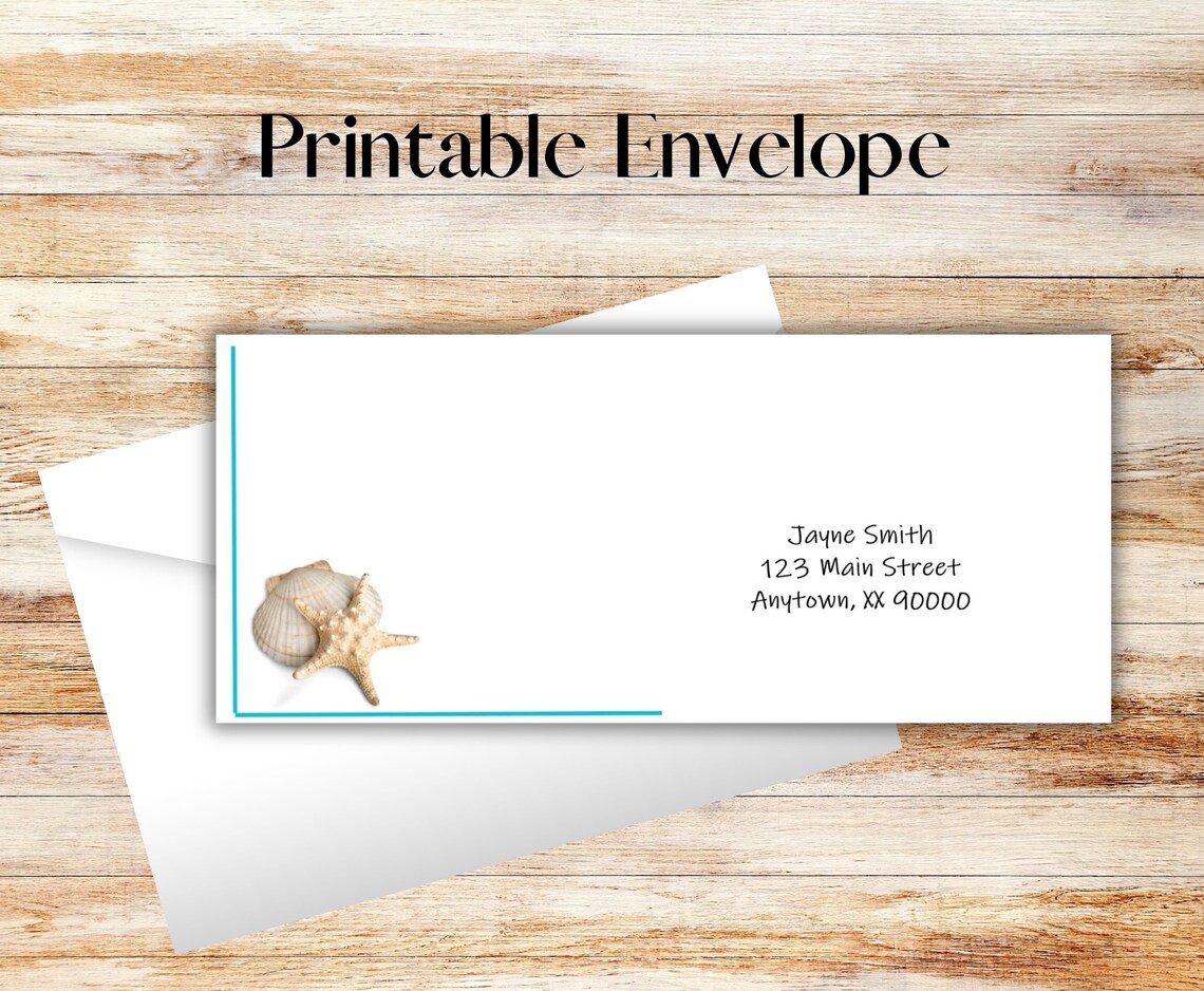 Seashell Printable Stationary Set With Envelope, Writing Paper, US ...