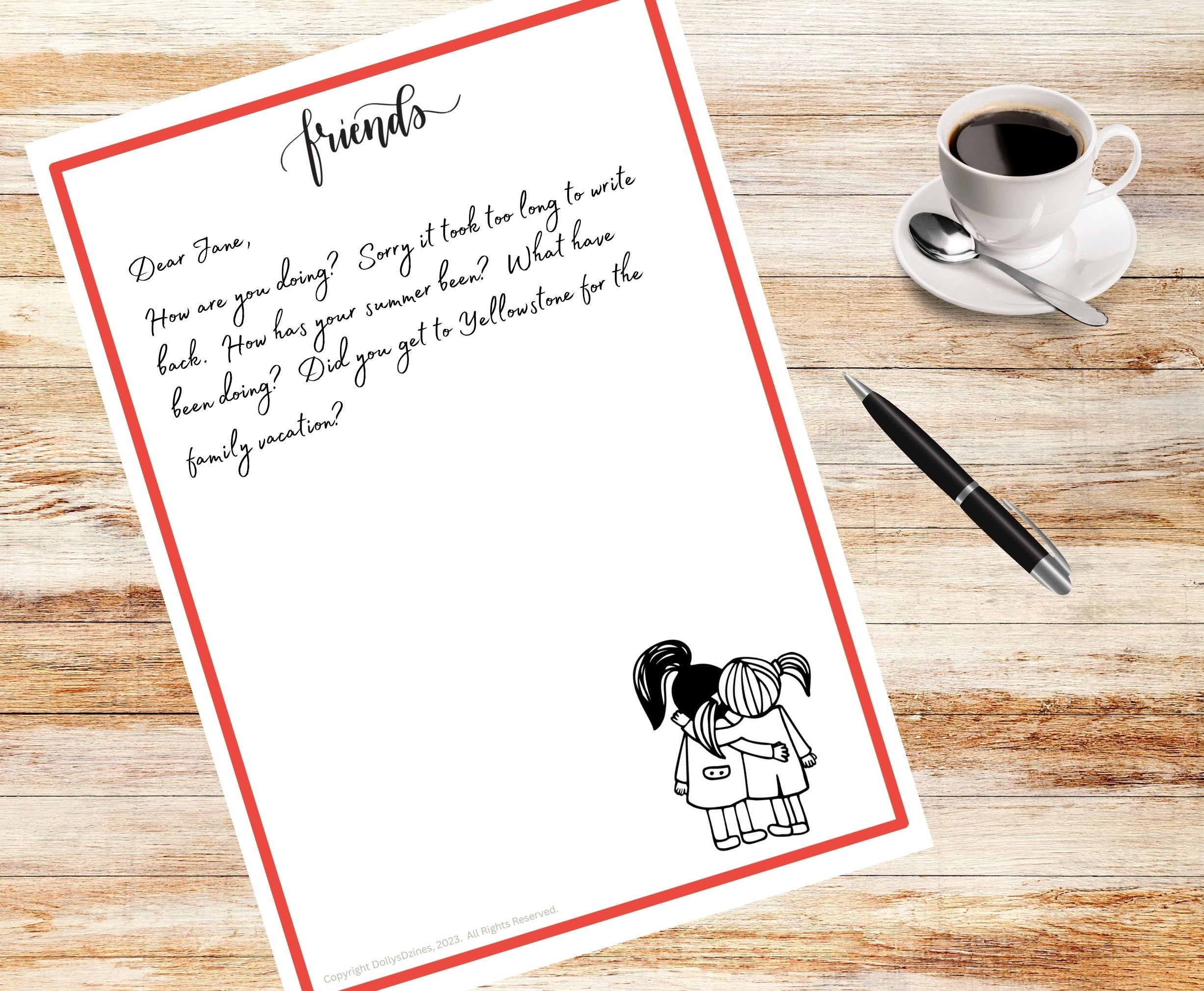 Friends Printable Stationary Set With Envelope, Writing Paper, US ...