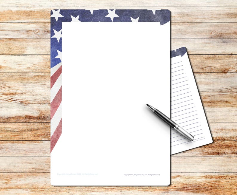 American Flag PRINTABLE Stationery Writing Paper Stationary Letter ...