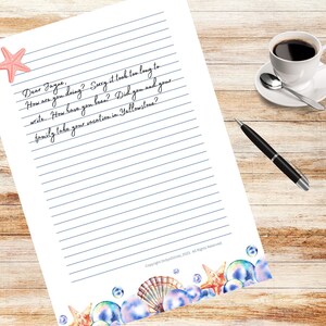 Seashell Printable Stationary Set With Envelope, Writing Paper, US ...