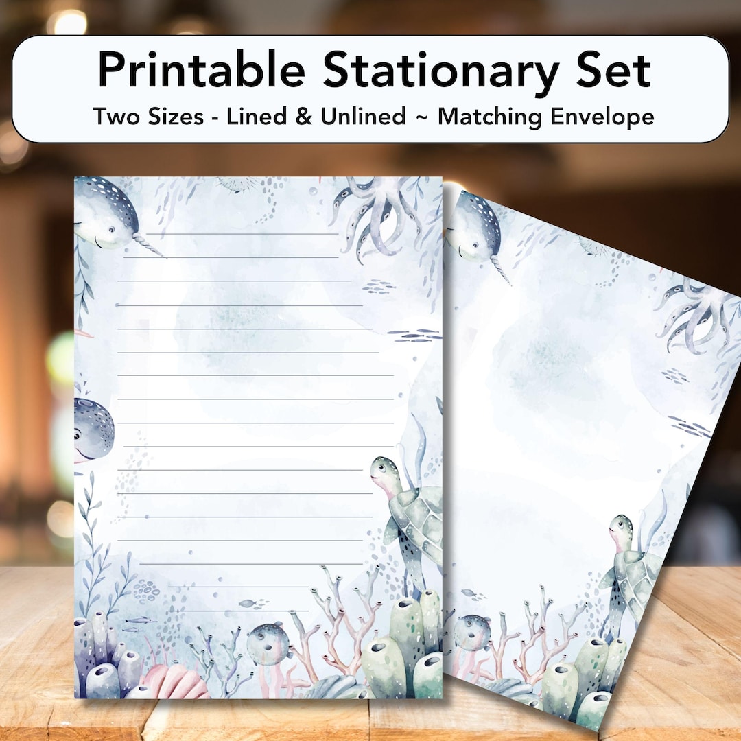 Under the Sea PRINTABLE Stationery Writing Paper Stationary Letter ...