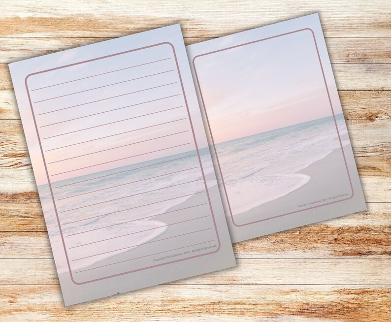 Beach Sunset Printable Stationary Set With Envelope, Writing Paper, US ...