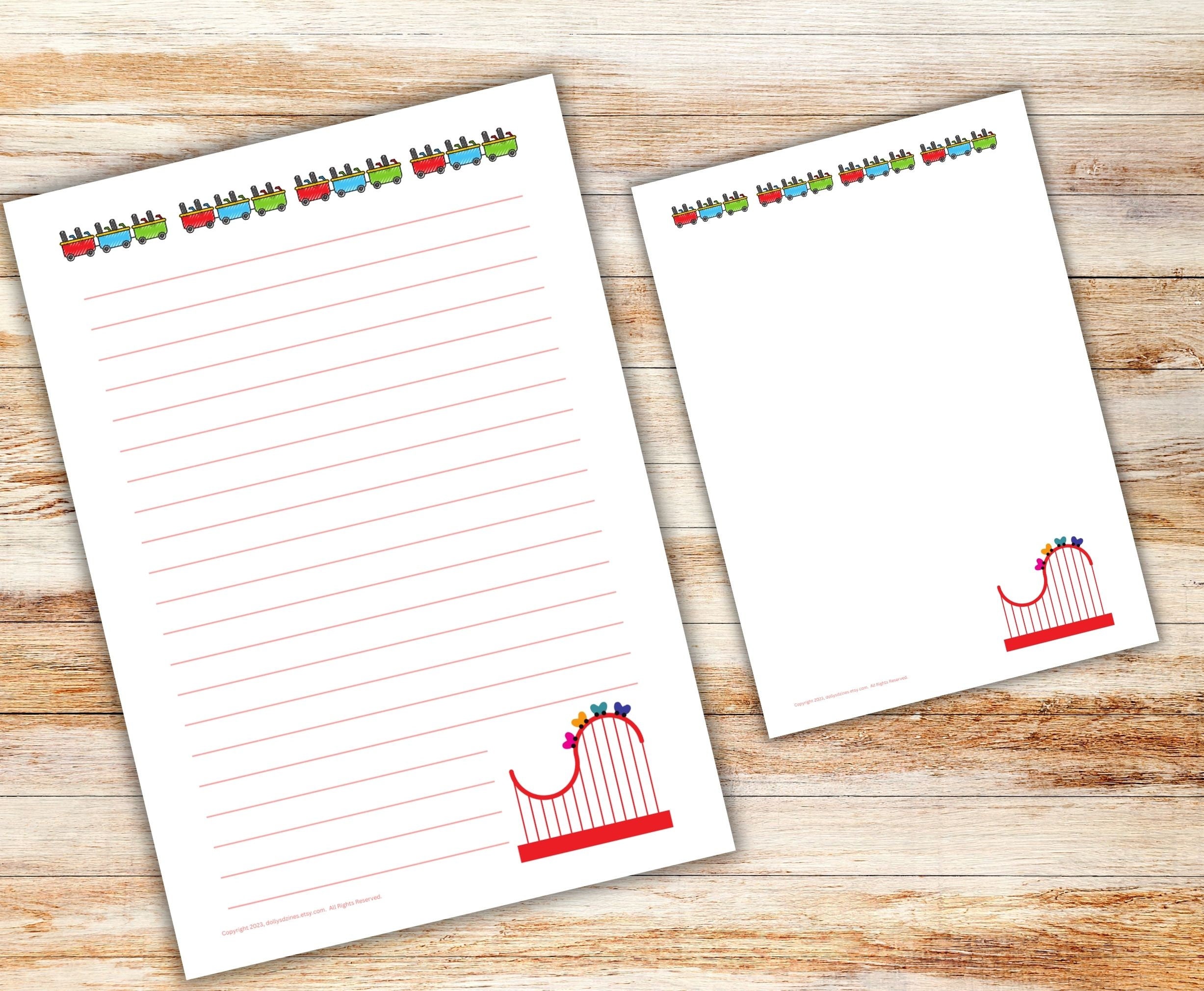 Rollercoaster PRINTABLE Stationary Set With Envelope Printable ...