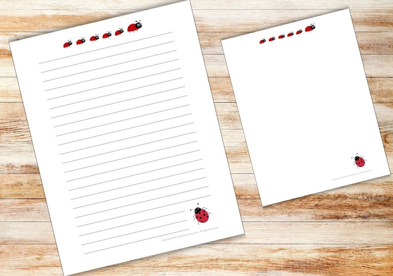 Ladybug Printable Stationary Set With Envelope Printable Stationary ...